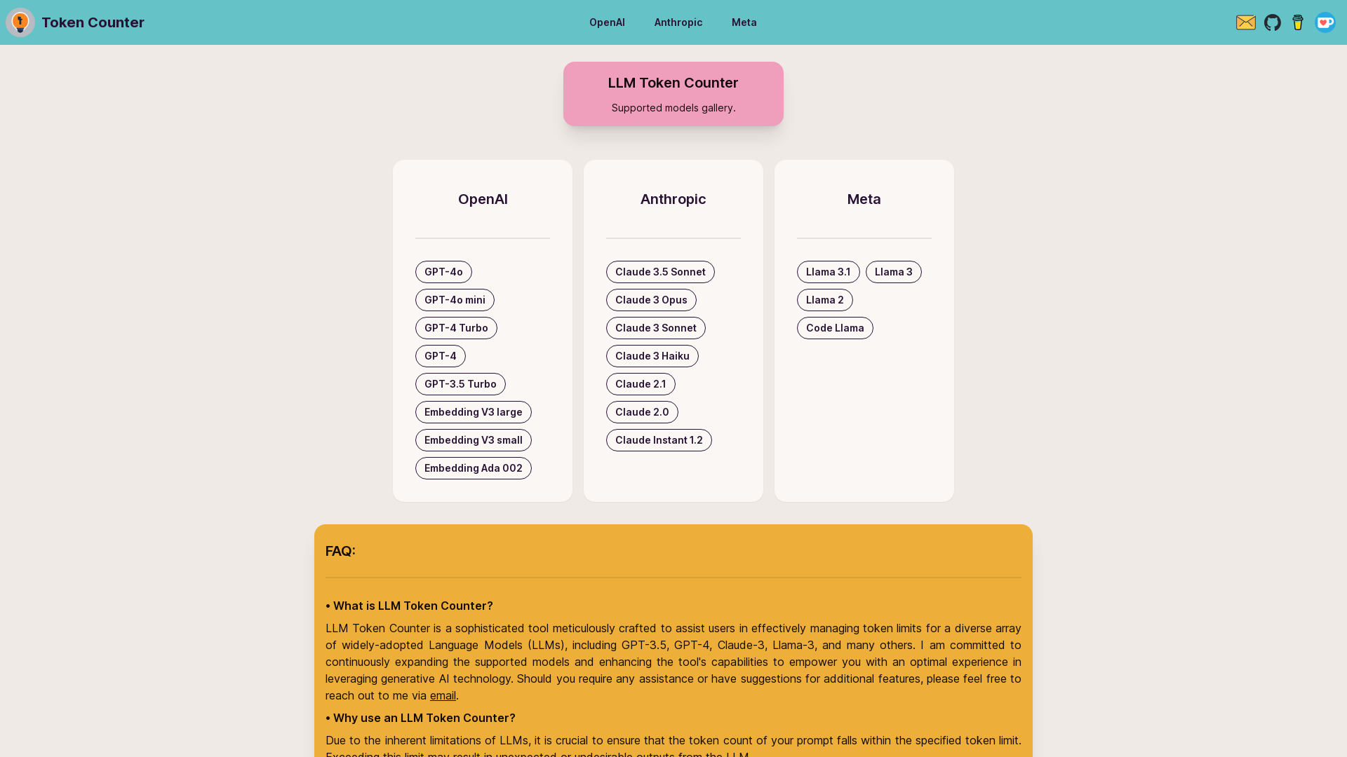 All in one LLM Token Counter | MagicBox.tools