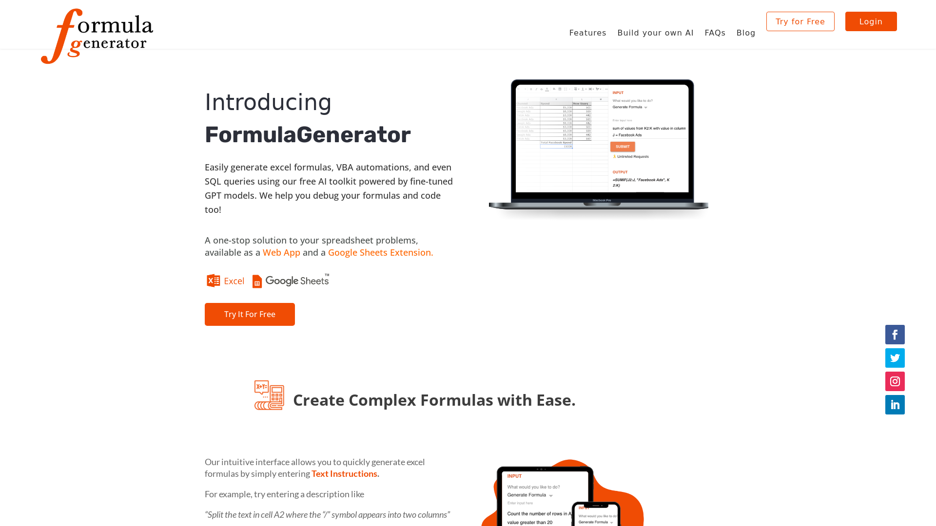 Generate Excel Formulas | MagicBox.tools