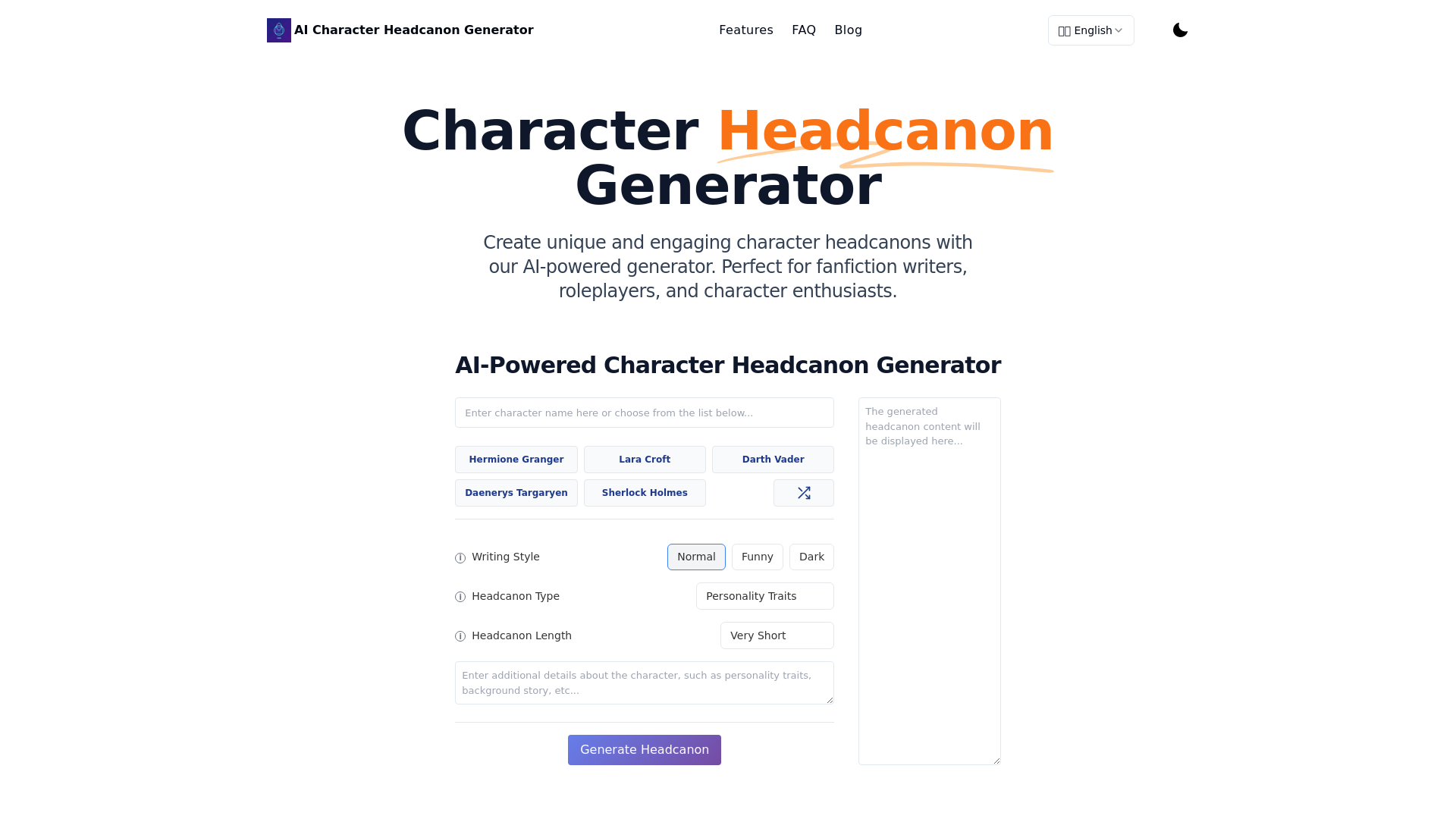 AI Character Headcanon Generator | MagicBox.tools