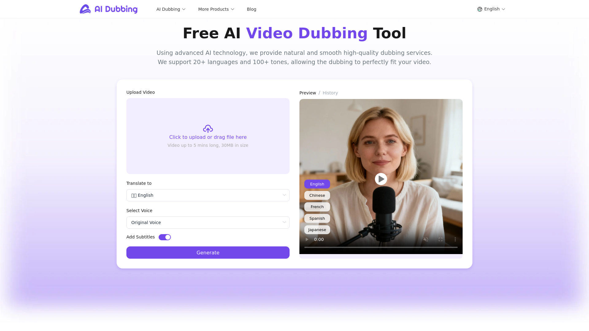 AI Dubbing | MagicBox.tools
