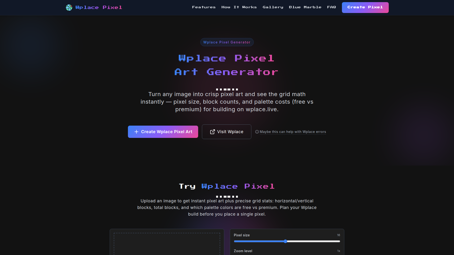 Wplace Pixel Art | MagicBox.tools