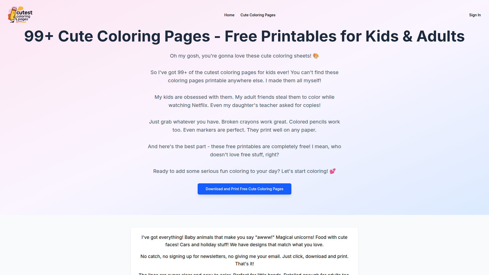 99+ Cute Coloring Pages | MagicBox.tools